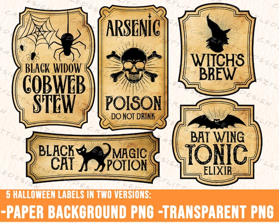 5 Halloween Labels Halloween Potion Labels Halloween Bottle - Etsy