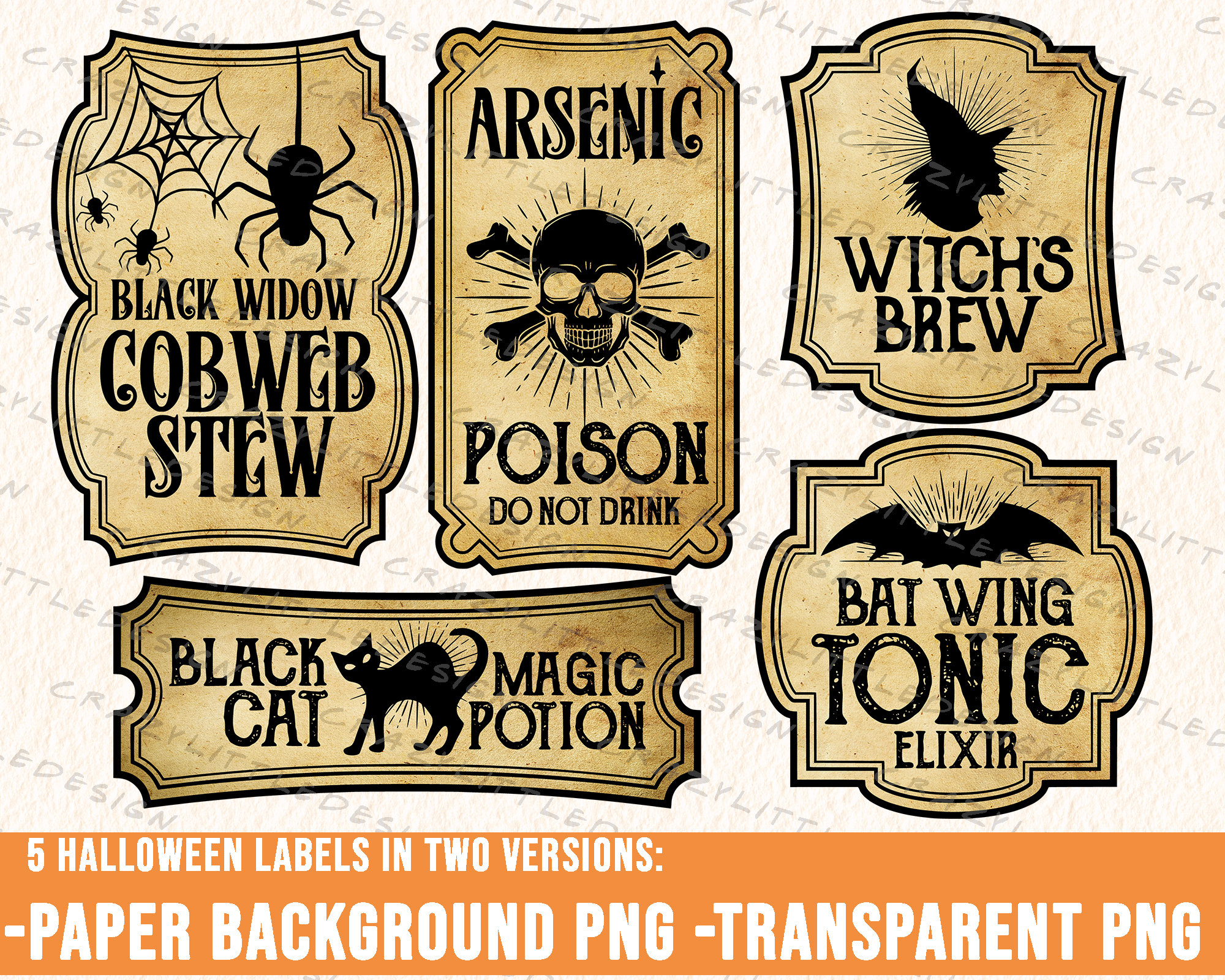 5 Halloween Labels, Halloween Potion Labels, Halloween Bottle Labels ...