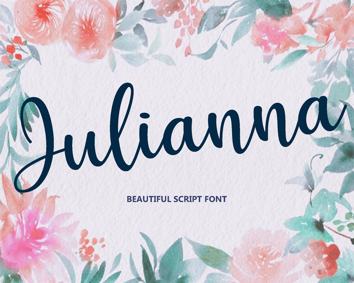 Julianna Script Font, Handwritten Font, Wedding Font, Romantic Font ...