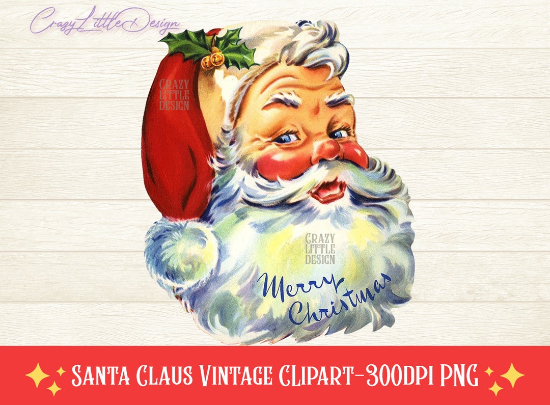 Vintage Santa PNG Clipart, Christmas Vintage Clipart, Christmas Retro ...