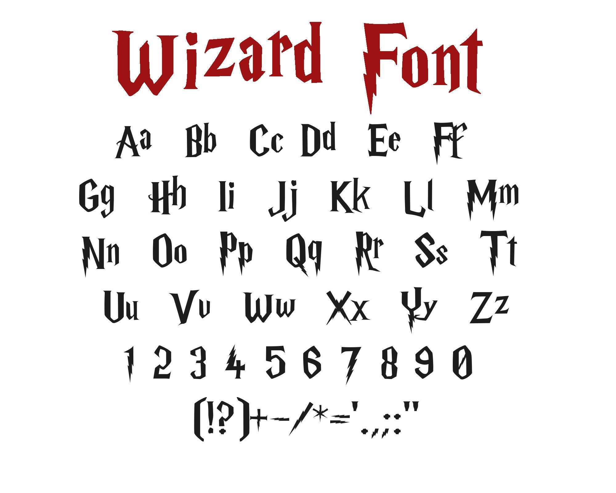 Wizard Font Numbers Symbols Letters SVG / TTF / Instant - Etsy Australia