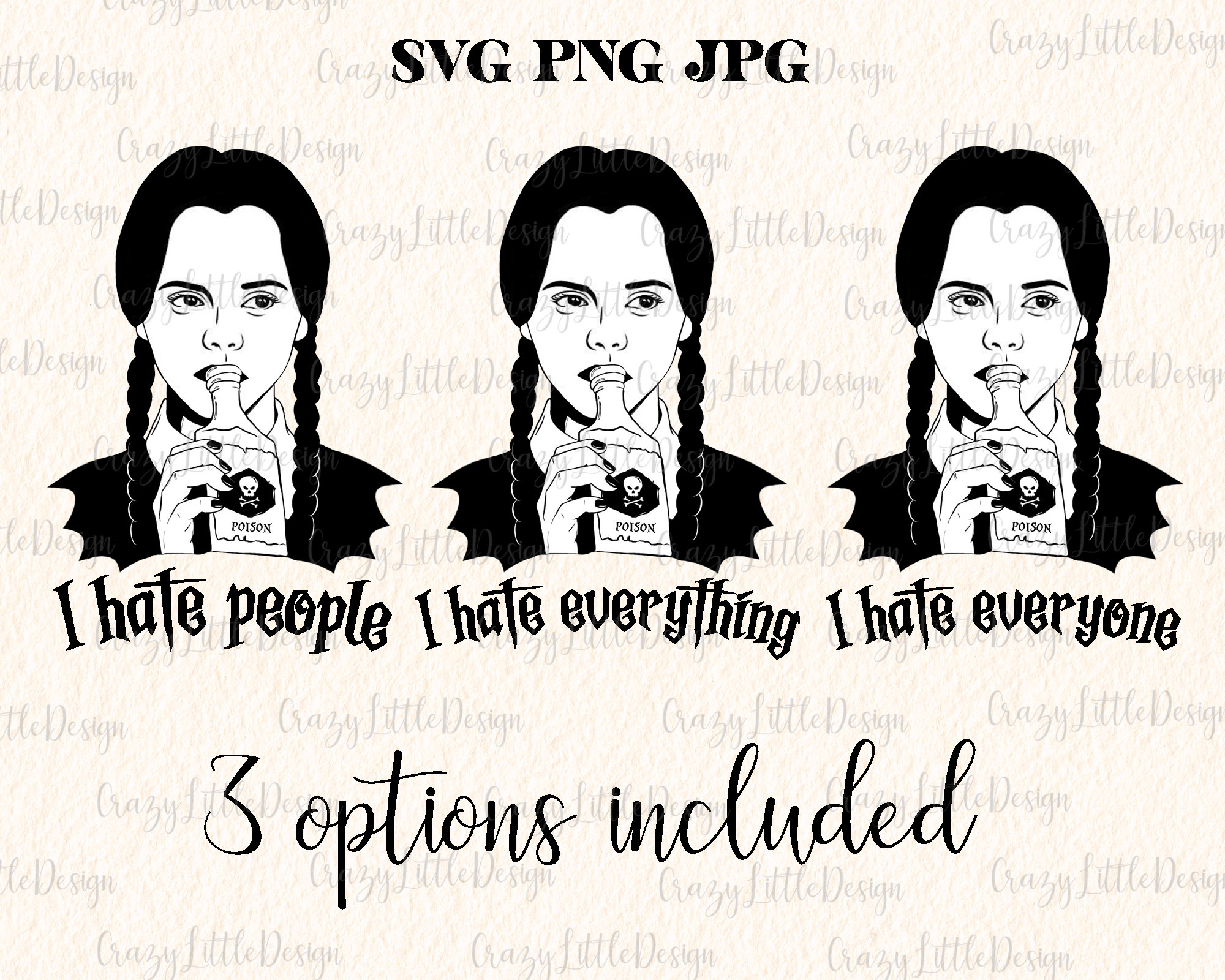 Wednesday Addams Bundle SVG PNG Transparent File Addams - Etsy