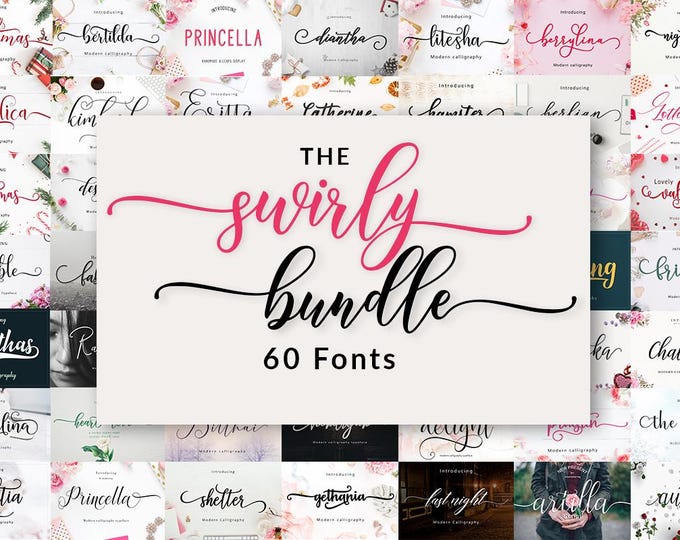 Swirly Fonts Bundle, Font Bundle, Cursive Fonts, Fancy Fonts, Swirly ...