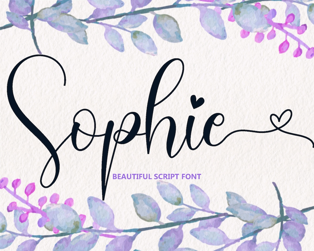Sophie Script Font, Calligraphy Font, Heart Font, Font With Tails, Handwritten Font, Cursive ...