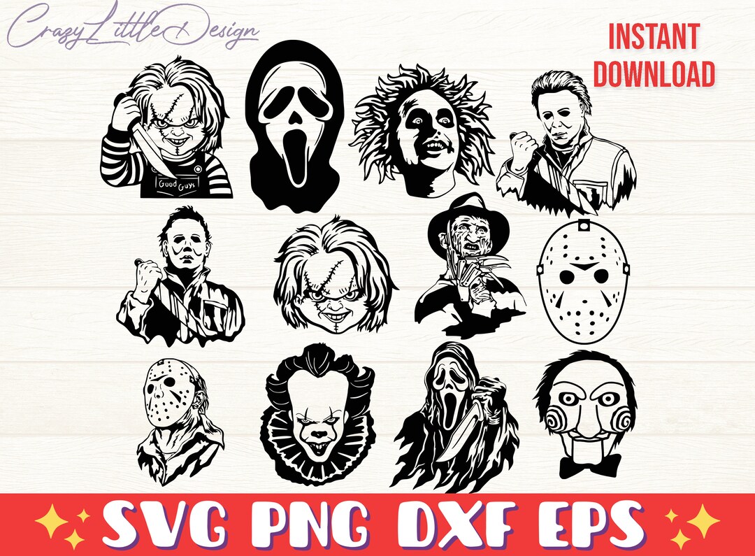 Horror Movie Characters SVG Bundle , Nightmare, Halloween Svg, Cricut ...