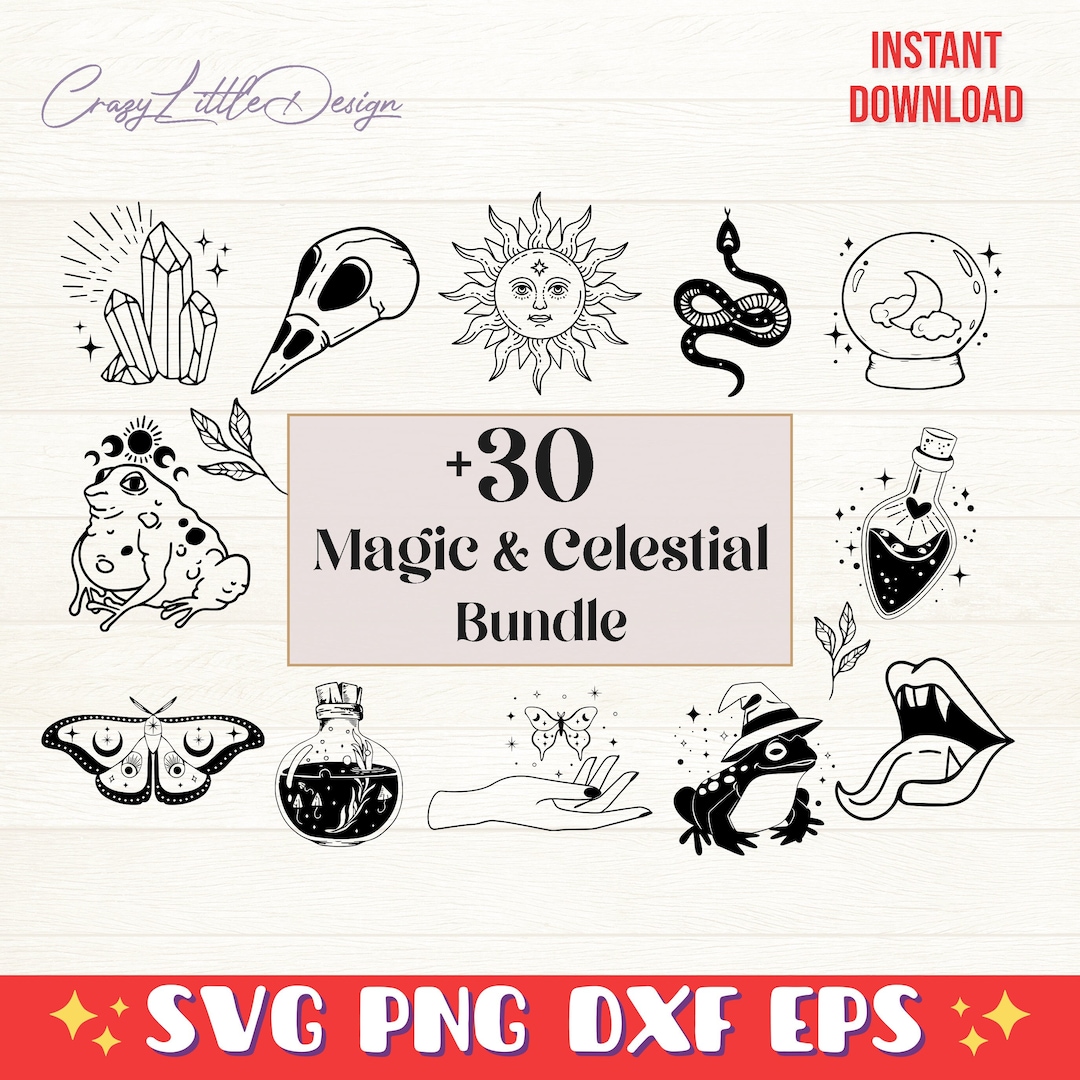 Magic and Celestial SVG Bundle +30 Designs, Celestial Svg Bundle, Magic ...