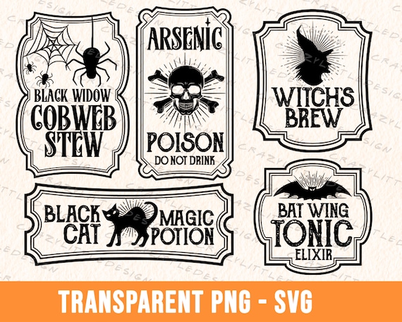5 Halloween Labels Halloween Potion Labels Halloween Bottle - Etsy