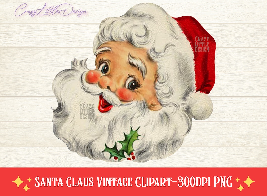 Vintage Santa PNG Clipart, Christmas Vintage Clipart, Christmas Retro ...