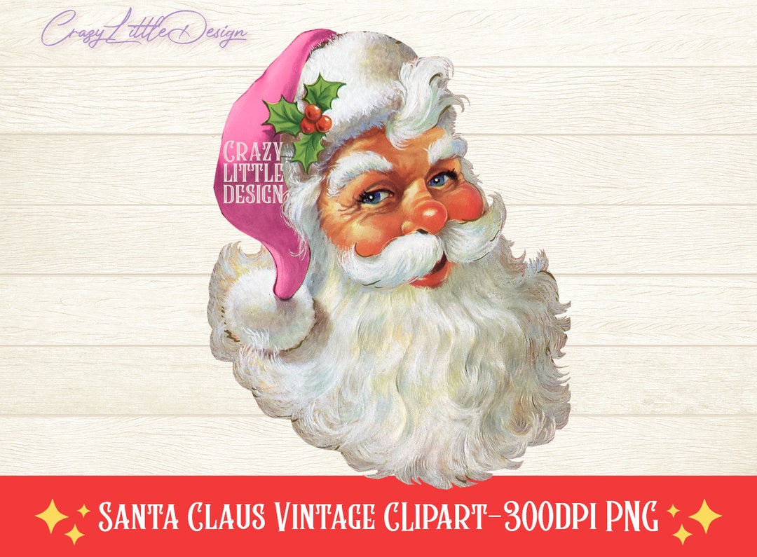 Vintage Santa Pink PNG Clipart, Christmas Vintage Clipart, Christmas ...