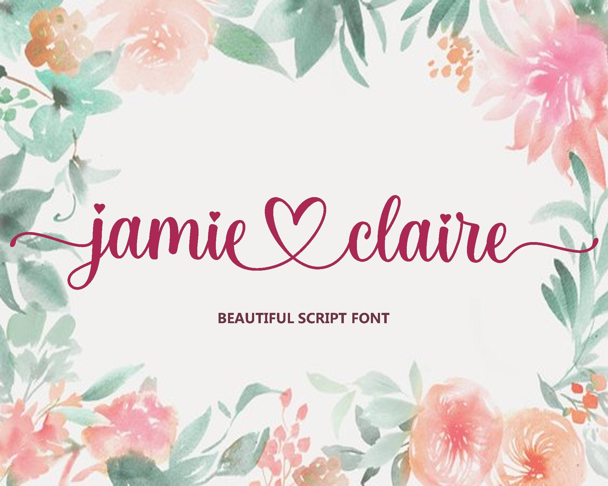 Hearts Font Script font Handwritten FontFont with Tails | Etsy