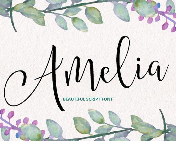 Amelia Font Script Font Handwritten Font Wedding Font - Etsy