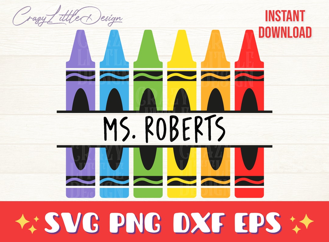Crayon Split Monogram SVG, Teacher Crayon Svg, School Svg, Crayon ...