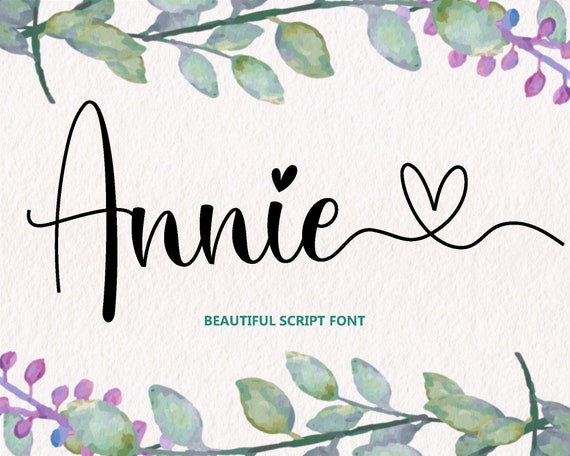 Annie Script Font Calligraphy Font Heart Font Font With | Etsy