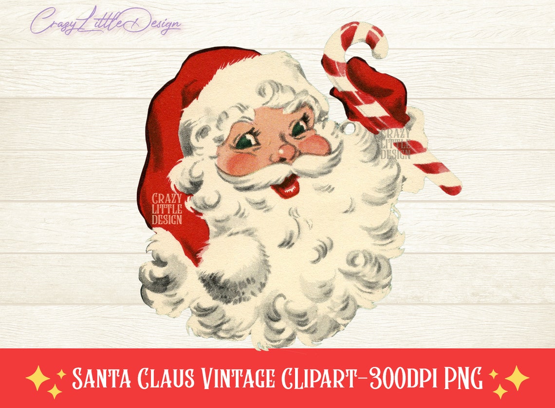 Vintage Santa PNG Clipart Christmas Vintage Clipart - Etsy