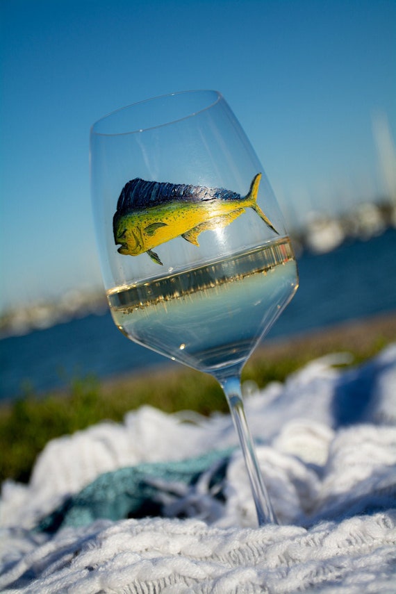 Hand Painted Fish Wine Glasses GlassFish Fisherman Barware | Etsy