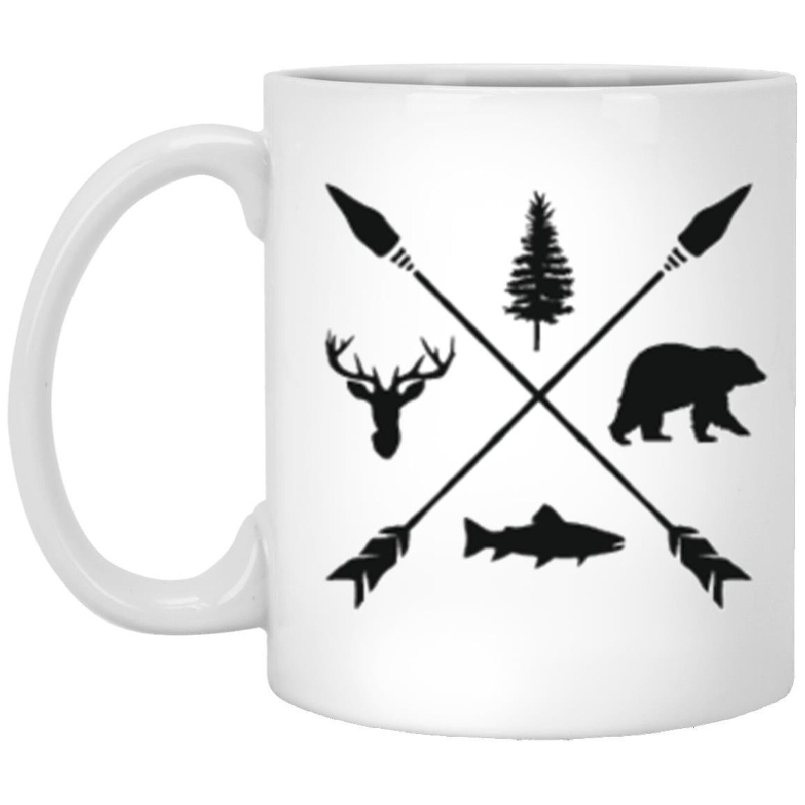 Crossed Arrows Compass Inexpensive Gift 11oz White Mug Gift for Hunters ...