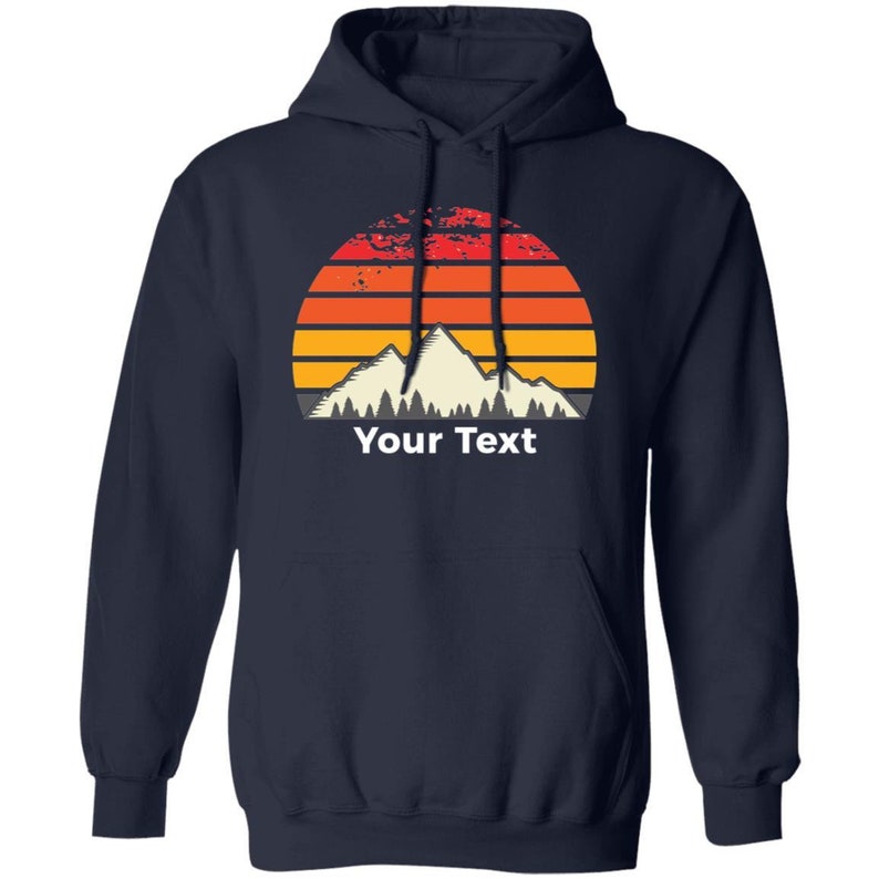 Personalized Mountains Retro Sunset Hoodie Hiking Gift for Backpackers ...
