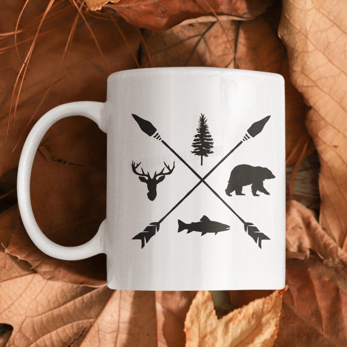 Crossed Arrows Compass Inexpensive Gift 11oz White Mug Gift for Hunters ...
