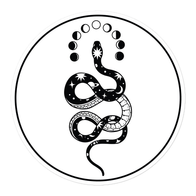 Boho Celestial Snake Phases of the Moon Hippie Mystical Snake Sticker ...