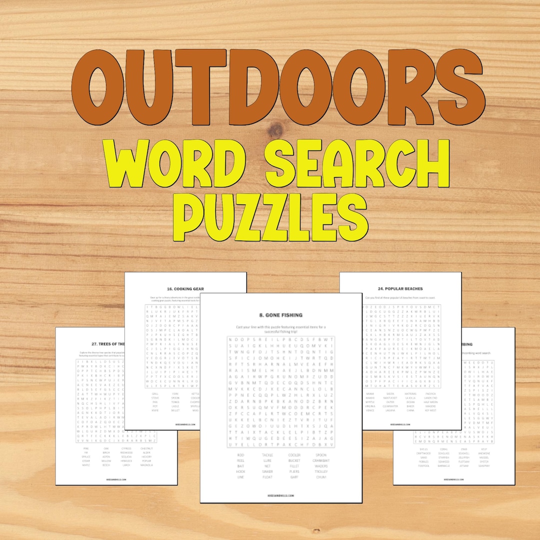 50 Printable Outdoor Themed Word Search Puzzles - Hiking Backpacking ...