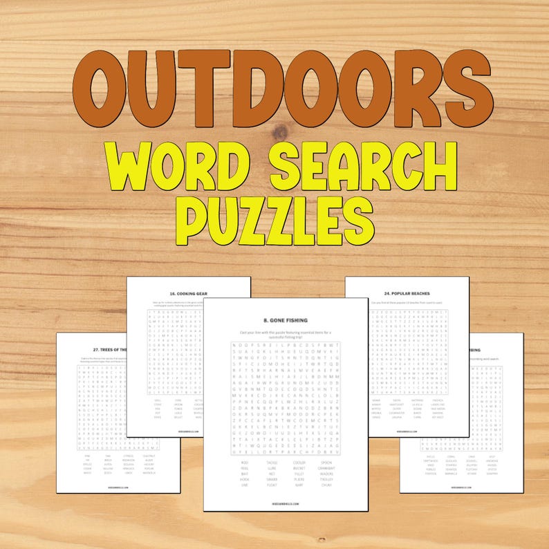 50 Printable Outdoor Themed Word Search Puzzles - Hiking Backpacking ...