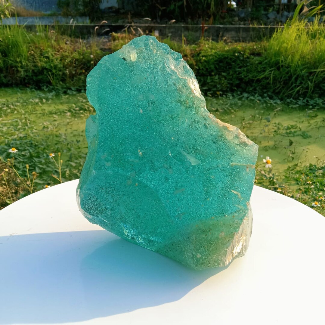 4667 Gr of Rough Andara Crystal Aqua Blue With Bubbles Inside Monatomic ...