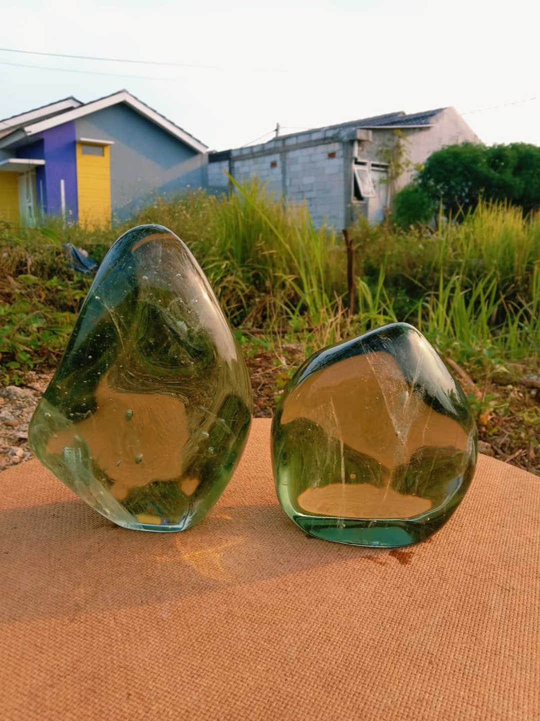 2 Pcs//3,1 Kgs Beautiful of Andara Crystal Yellowish Green With White ...