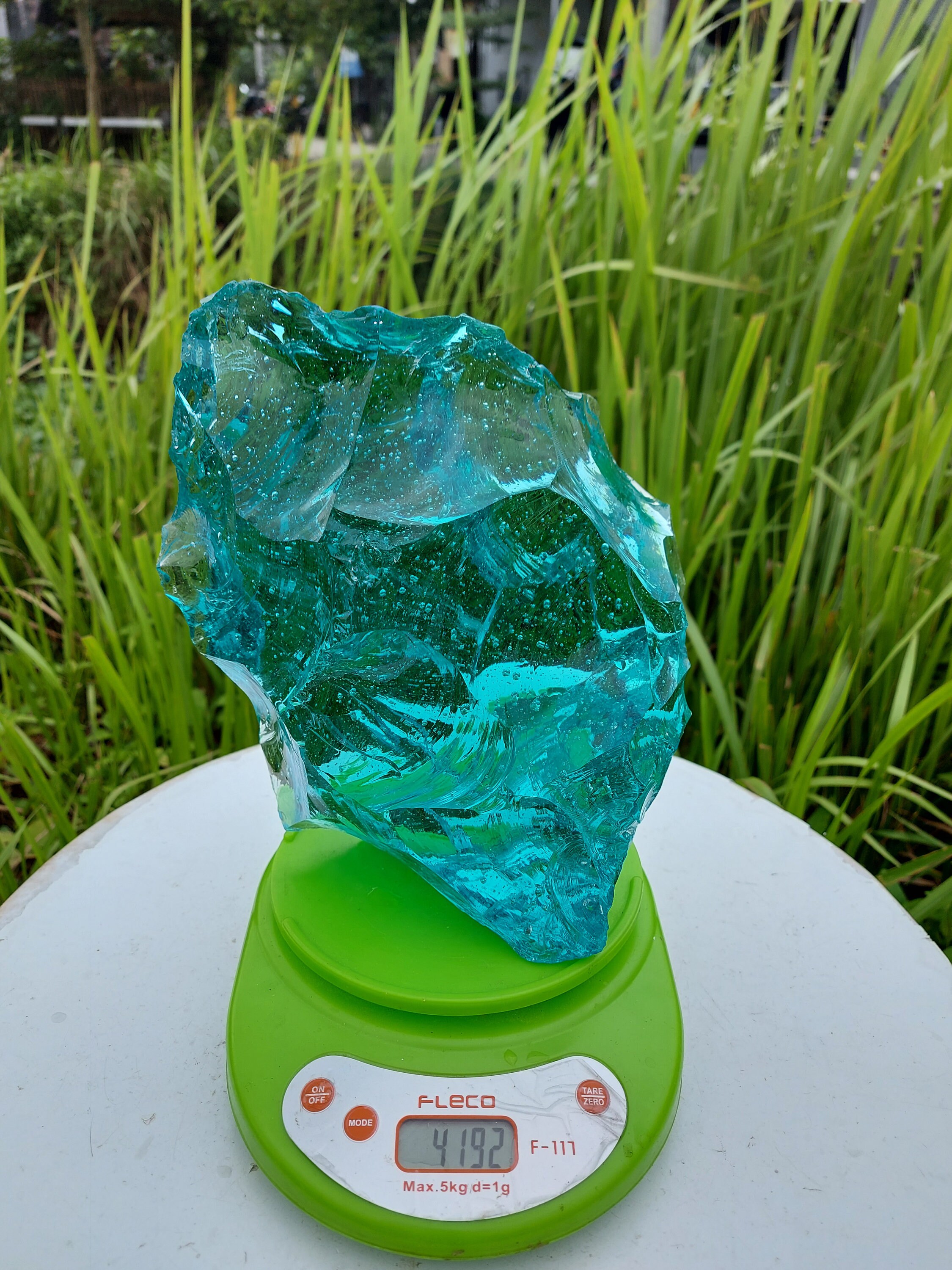 4192 Gr of Rough Andara Crystal Aqua Blue With Bubbles Inside Monatomic ...