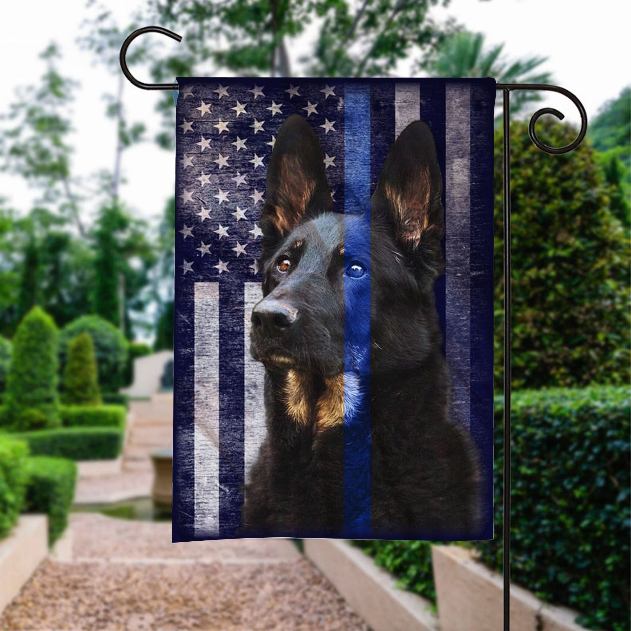 Custom flag police dog k9 the thin blue line flag Garden Flag | Etsy