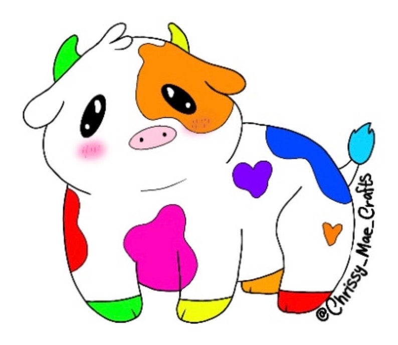 Rainbow Cow Stickers - Etsy