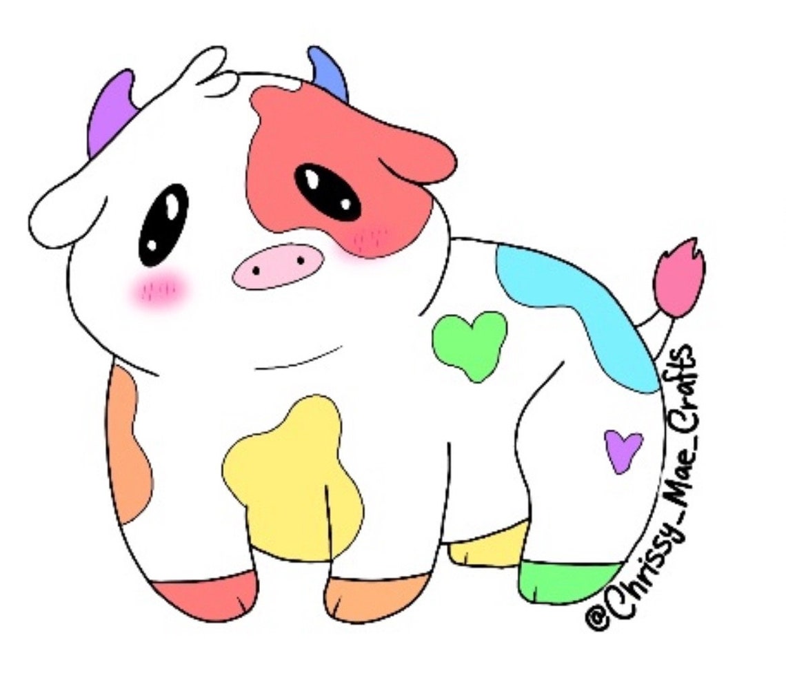 Rainbow Cow Stickers - Etsy