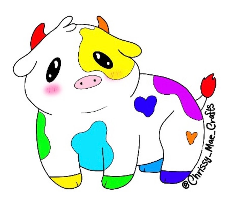 Rainbow Cow Stickers - Etsy
