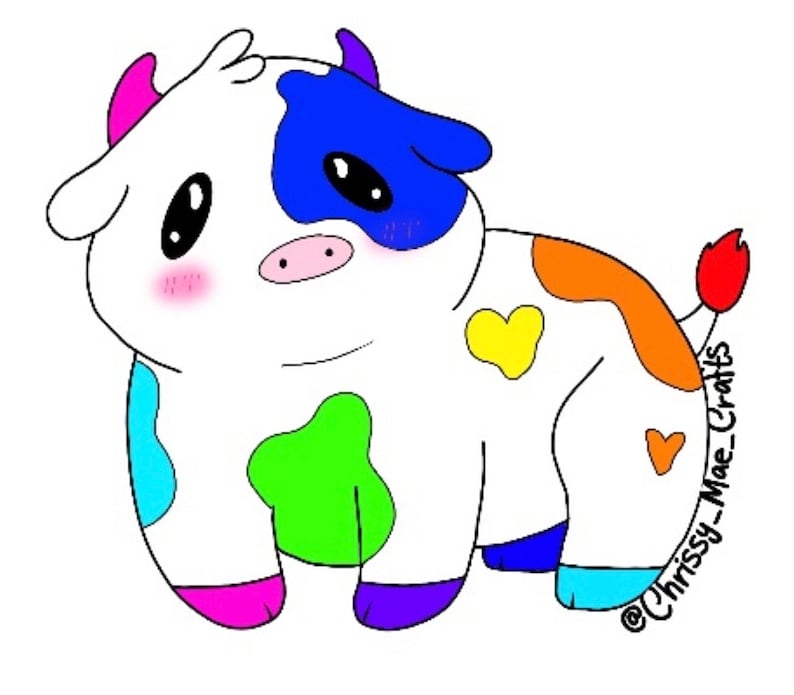 Rainbow Cow Stickers - Etsy