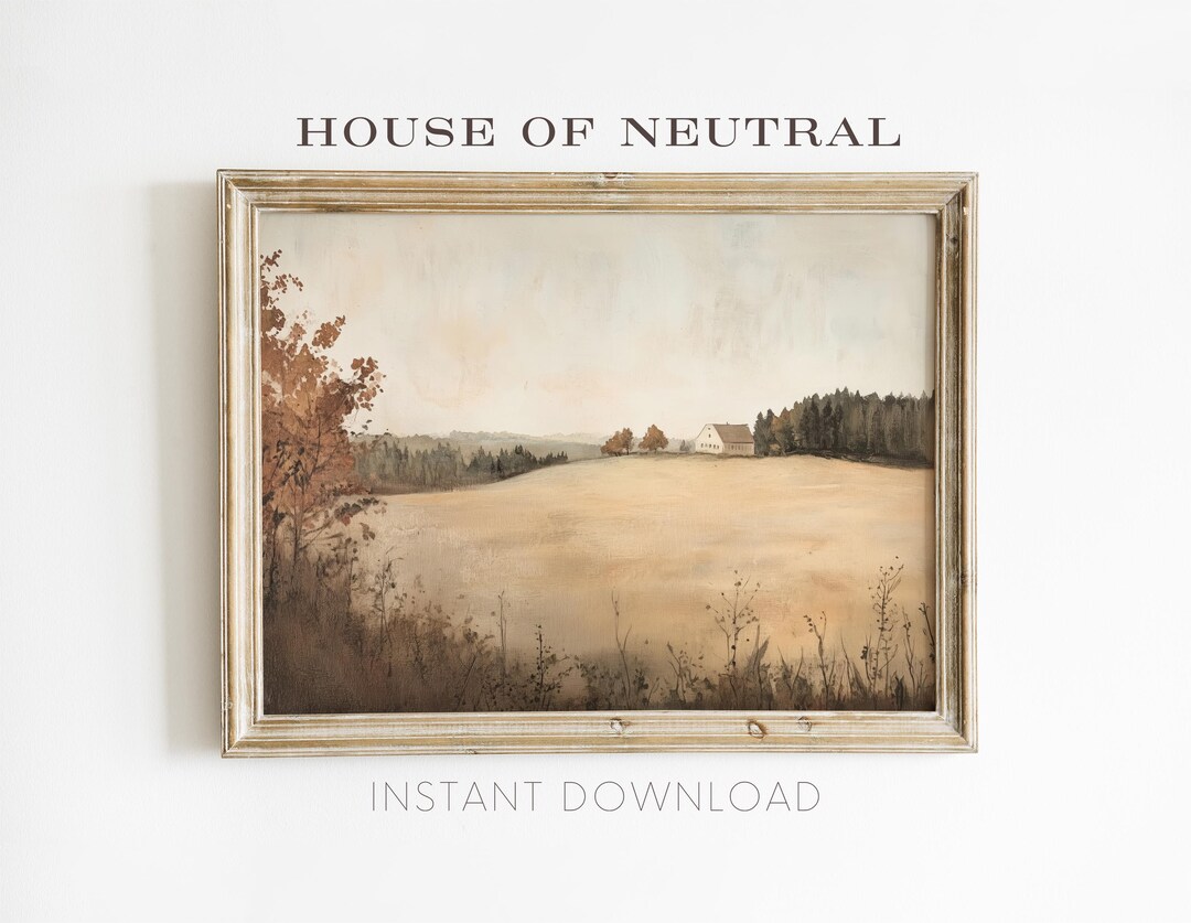 Rustic Fall Country Landscape, Printable Vintage Painting, Autumn ...