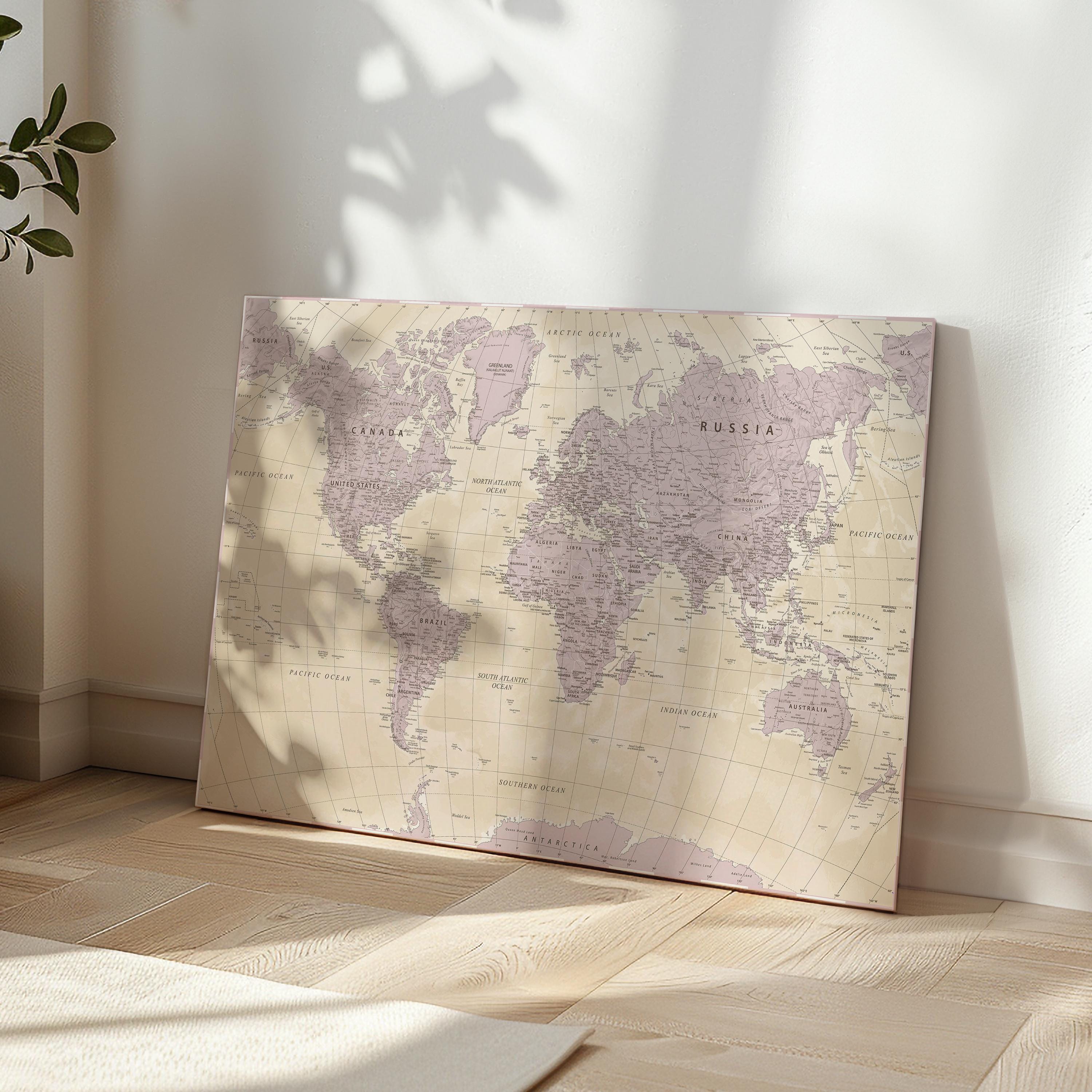 World Map Instant Download (XL) - Printable World Map, Olive Green ...