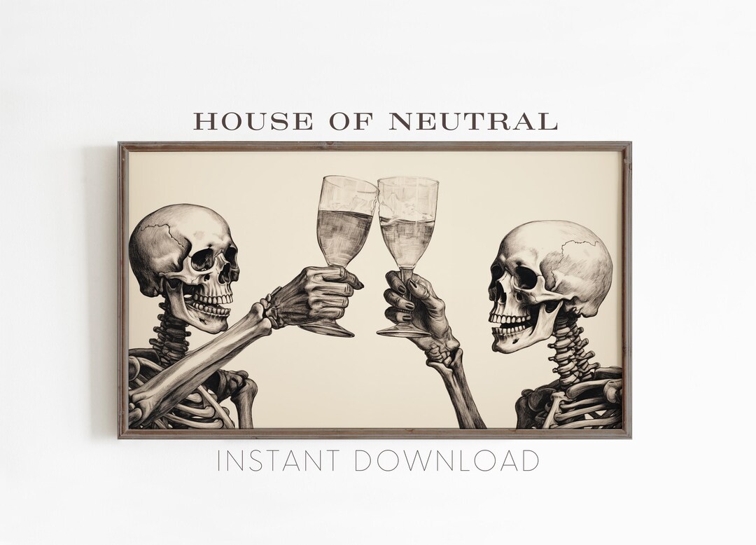 Skeleton Toast Vintage Oil Painting – Halloween Frame TV Art (digital ...