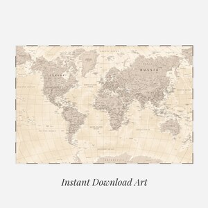 World Map Instant Download XL Printable World Map Neutral World Map ...