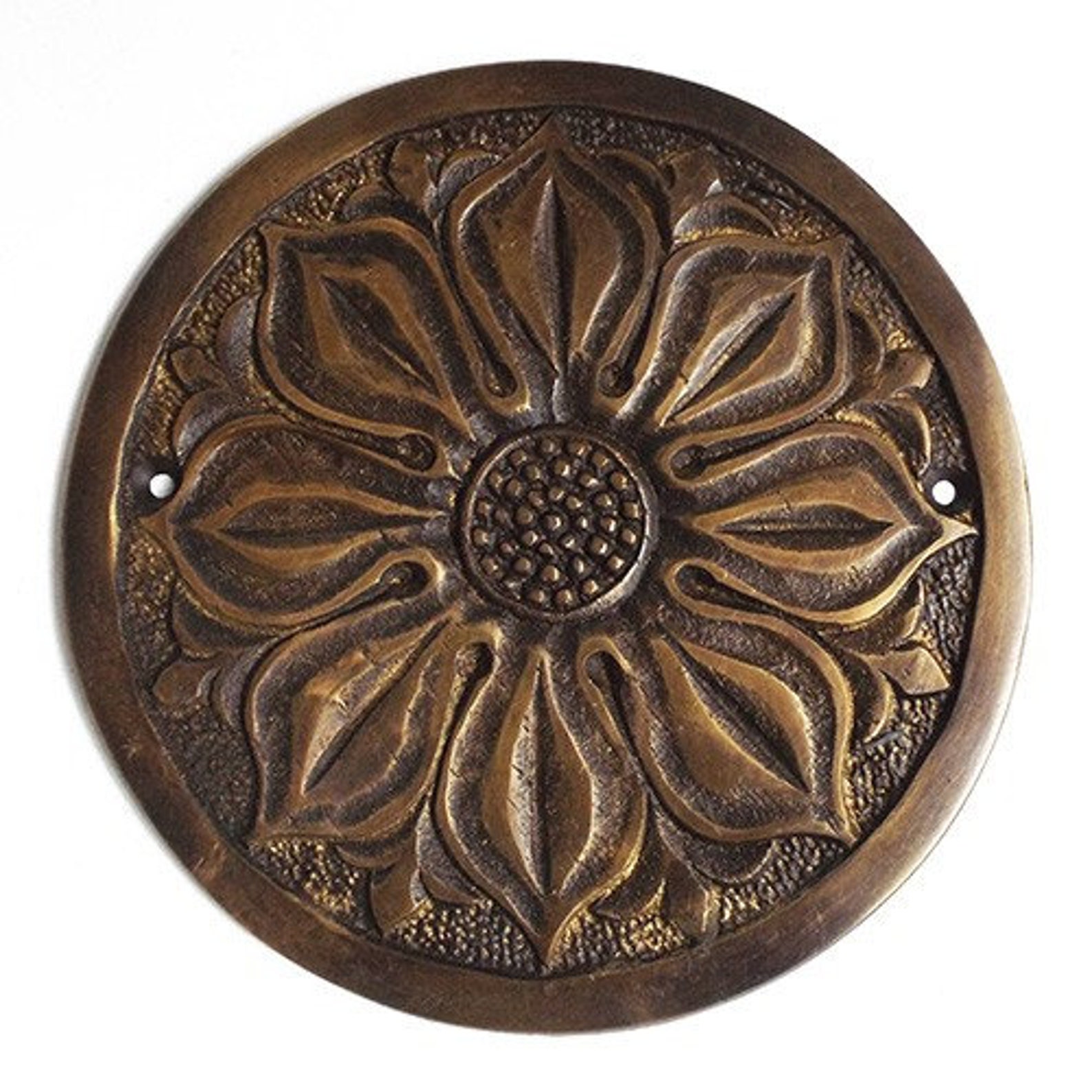 Vintage Brass Rosette Lily Corner Decorative Plates Picture Frame ...