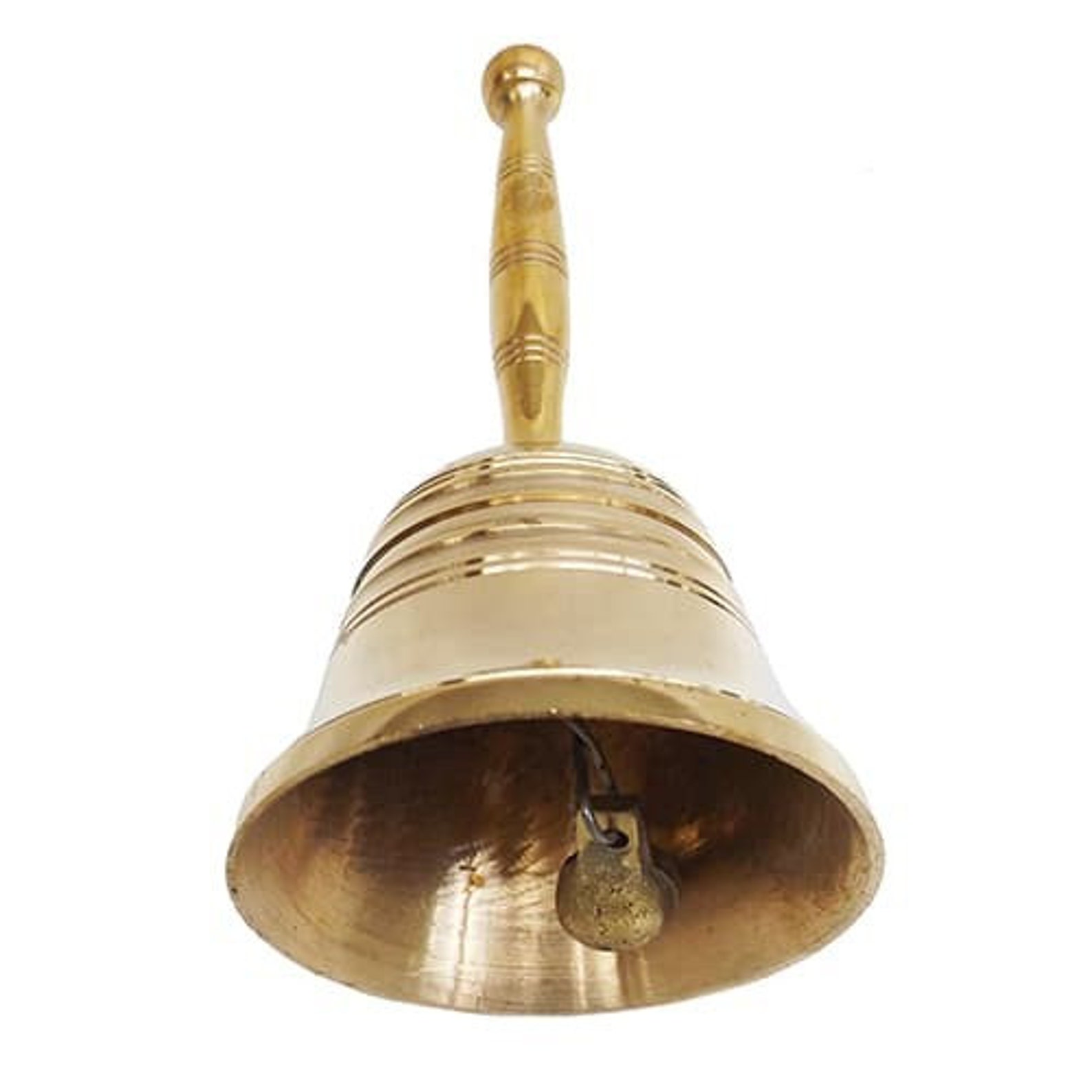 Vintage Wide Bottom School Hand Bell Antique Solid Polished Brass Home ...