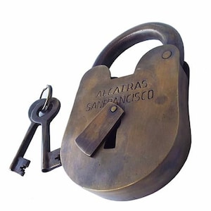 Vintage Alcatraz San Francisco Old PADLOCK Antique Solid Brass Safe Key ...