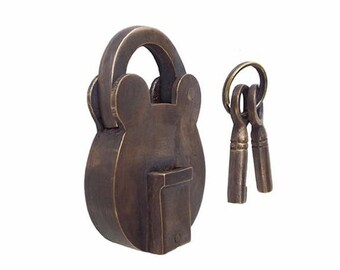 Vintage Victorian Classic Old PADLOCK Antique Solid Brass Safe Key ...