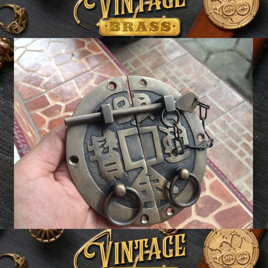 Vintage Classic Chinese Chest Box Latch Lock Cabinet Door Slot Lock ...