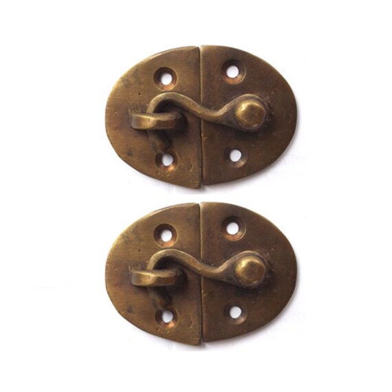 Set of 2 Pcs Vintage Latch Lock Solid Brass Oval Latch With | Etsy