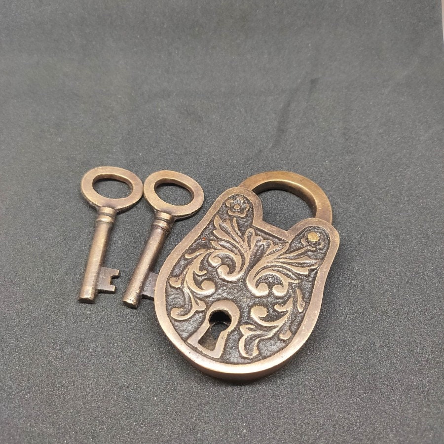 Vintage Ornate Flower Old PADLOCK Solid Brass Antique Key - Etsy