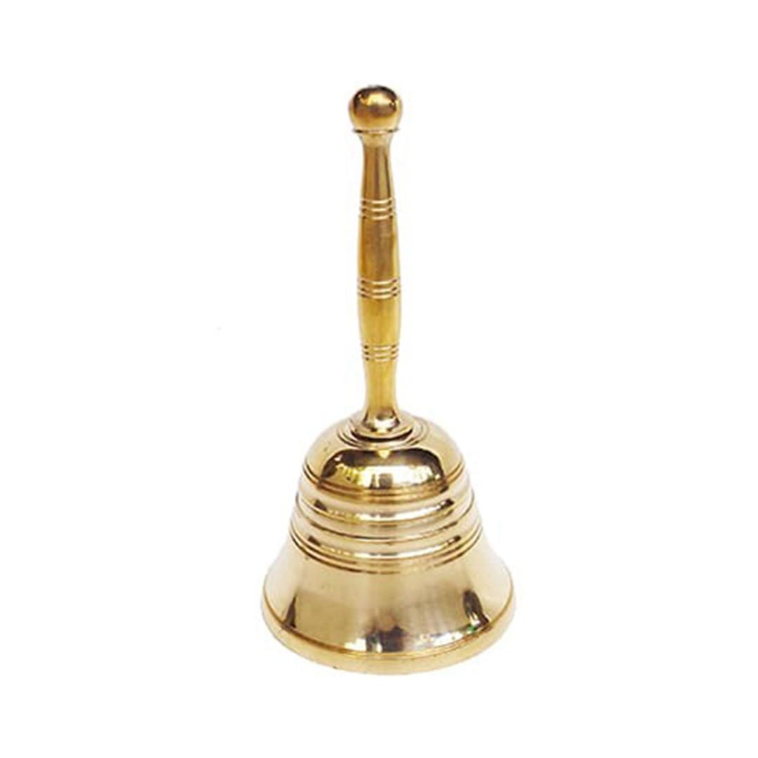 Vintage Wide Bottom School Hand Bell Antique Solid Polished Brass Home ...