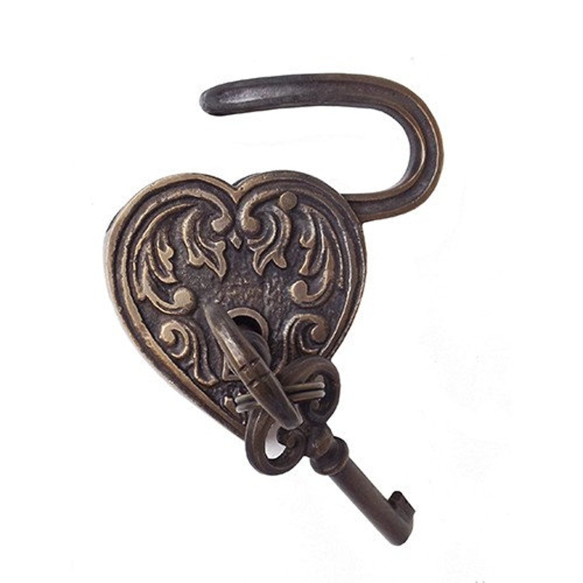 Vintage Ornate Love Old PADLOCK Solid Brass Antique Safe Key - Etsy