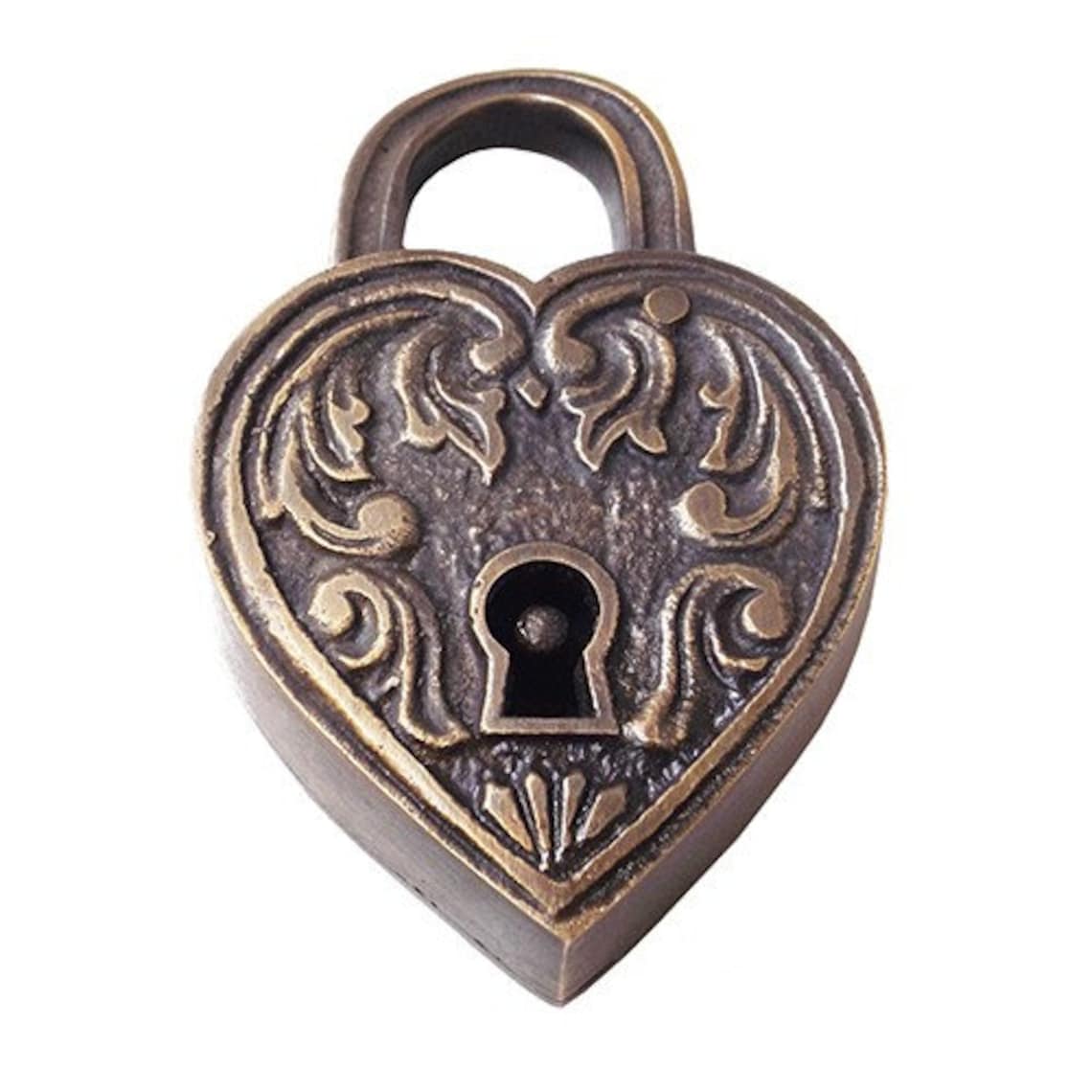 Vintage Ornate Love Old PADLOCK Solid Brass Antique Safe Key - Etsy