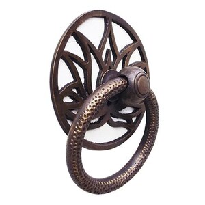 Vintage Solid Brass Main Entry Door Pull Handle Round Lotus Cabinet ...