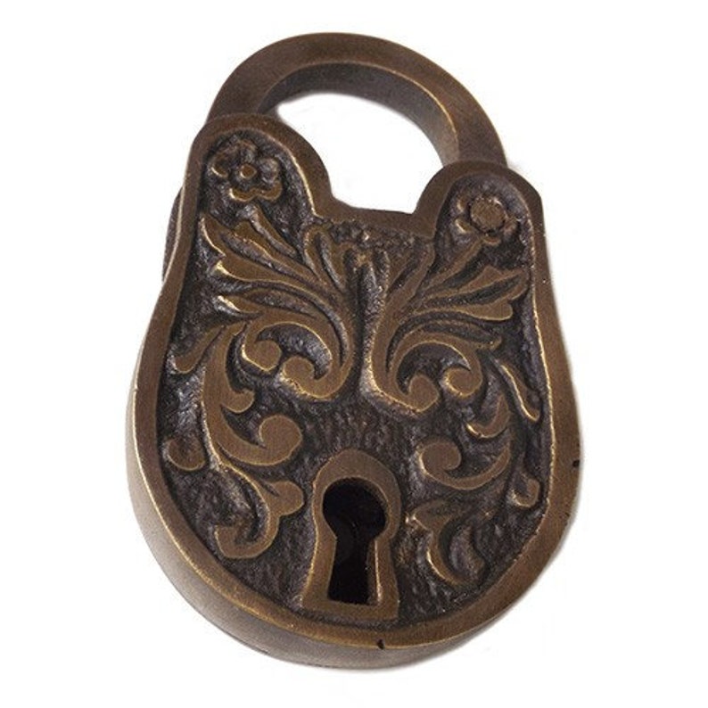 Vintage Ornate Flower Old PADLOCK Solid Brass Antique Key - Etsy