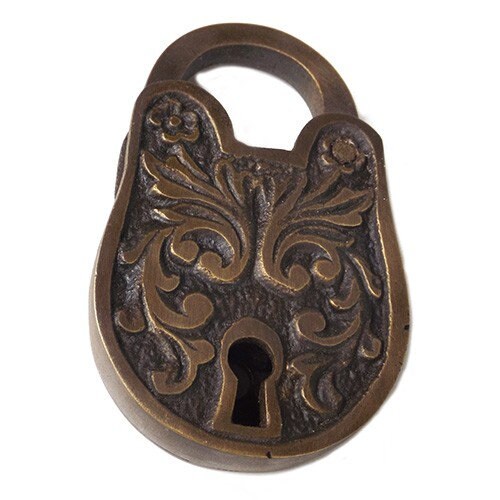 Vintage Ornate Flower Old PADLOCK Solid Brass Antique Key - Etsy